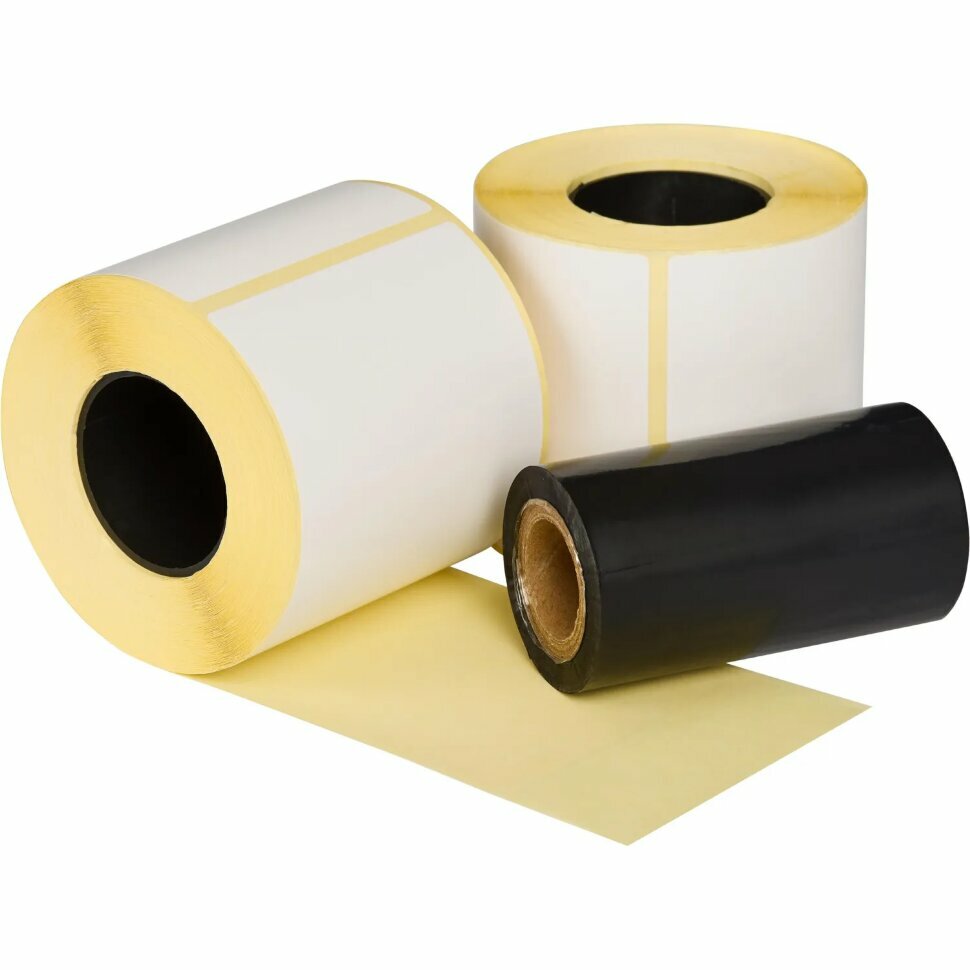Термотрансферные этикетки ПГЛ 75х120 (3 шт.)+риббон WAX 80x100 в комплекте, 2116652