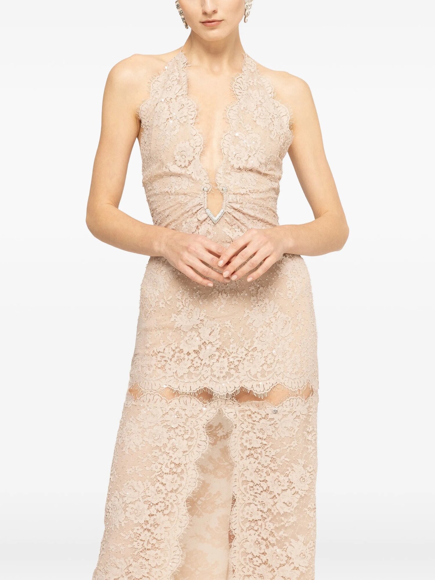 Платье Beaded lace-trimmed maxi dress