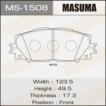 Колодки передние TOYOTA ALLION MASUMA MS-1508