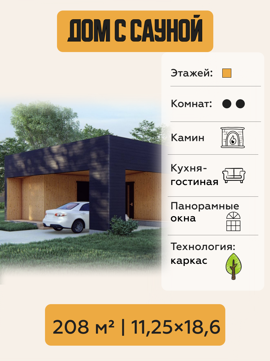 Готовый проект двухэтажного каркасного дома 208 м2