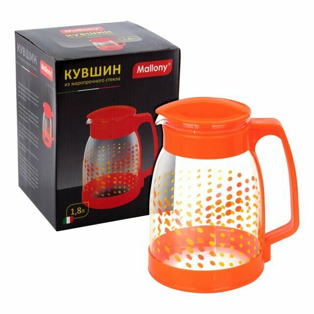 Кувшин MALLONY Brocca, 1.8 л, с крышкой, термостекло/пластик