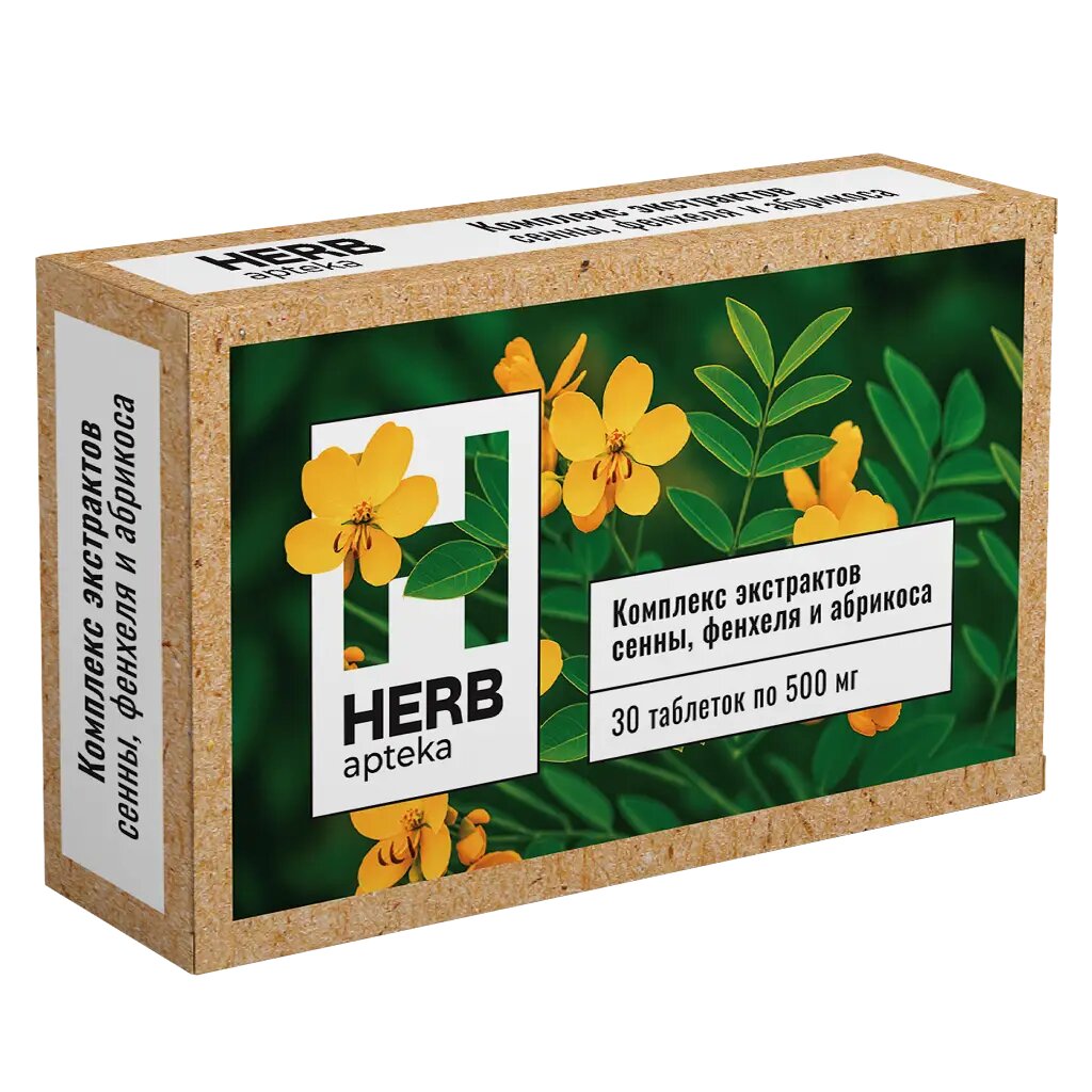 Herb apteka Комплекс экстрактов сенны, фенхеля и абрикоса таблетки массой 500 мг 30 шт 30 шт