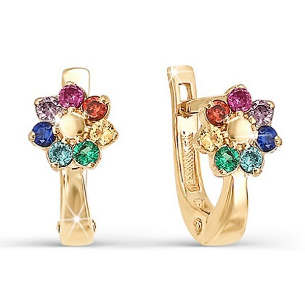 Серьги, красное золото, 585 проба, фианит