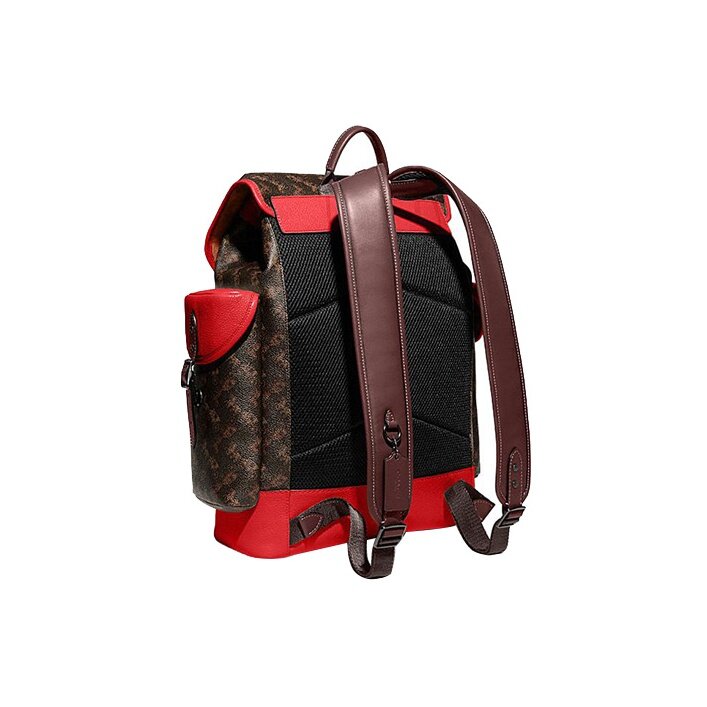 Сумка Coach Hitch, фактура стеганая, коричневый/красный — фото 1