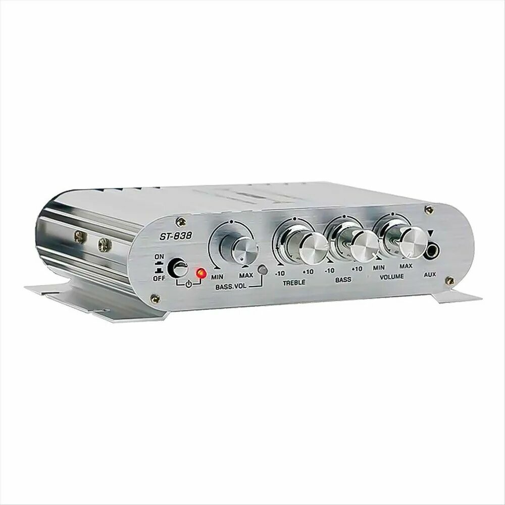 ST-838 Hi-Fi 2.1-канальный усилитель мощности 80 Вт x 2 стерео басовый усилитель с выходом на сабвуфер, домашний аудиоусилитель, белый