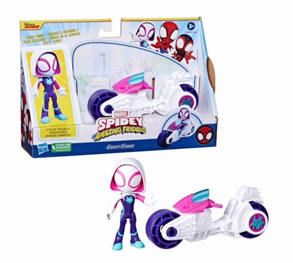 Hasbro Marvel Spidey and his amazing friends Ghost-Spider Фигурка Призрак на мотоцикле