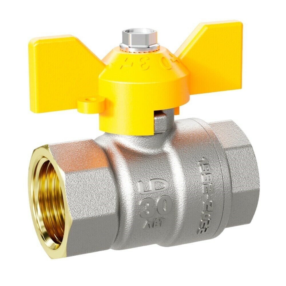 Кран шаровой газовый LD Pride 1 1/4 ВР(г) х 1 1/4 ВР(г) бабочка (LD 47.111.2.32. M02 GAS)