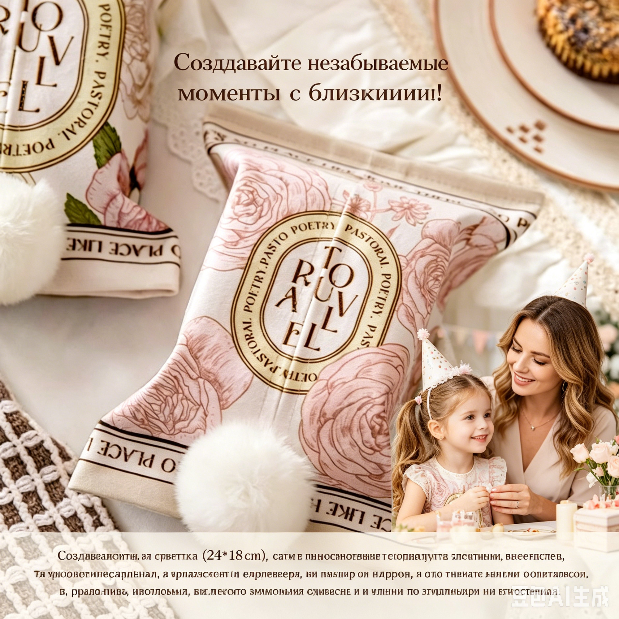 Семейная коробка для салфеток, фланелевый материал, 24*18 см, розовый