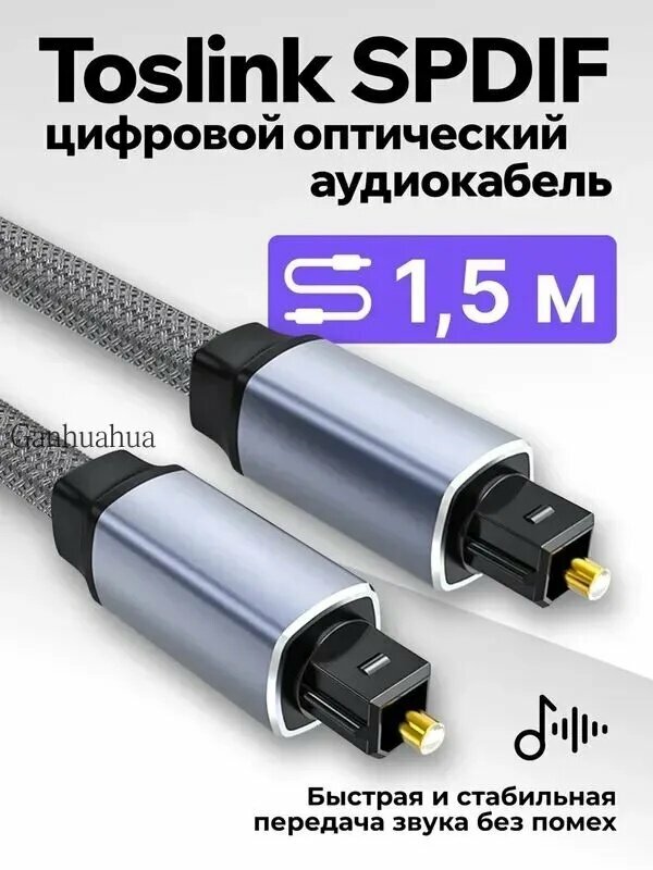 Аудиокабель ODT (Toslink)/ODT (Toslink), 1.5 м, серый металлик