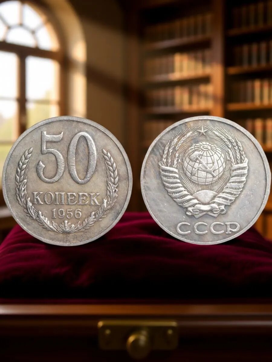 50 копеек 1956 год Проба СССР Копия пробной советской монеты