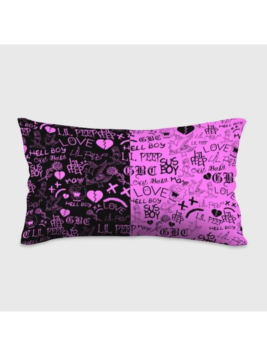 LIL Peep logobombing black Pink Подушка
