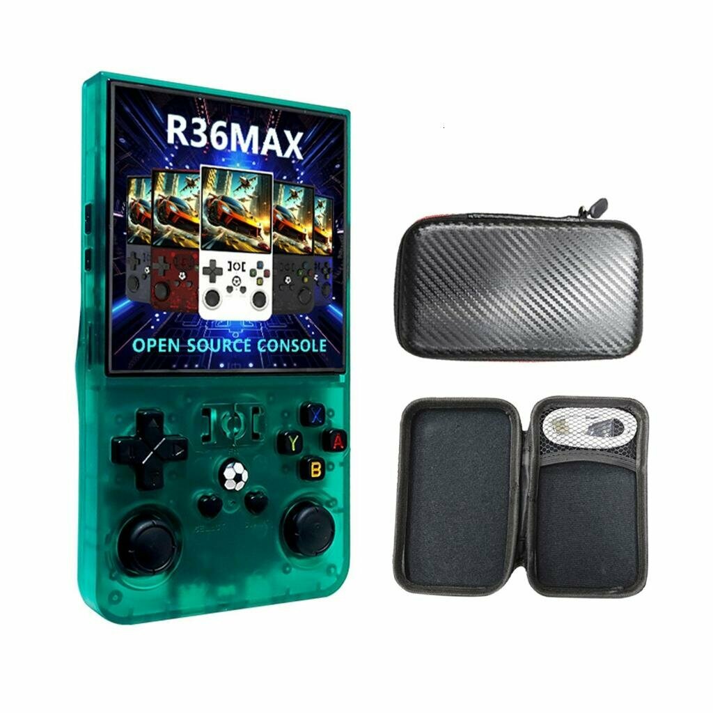 Портативная игровая консоль R36Max, Зеленый прозрачный