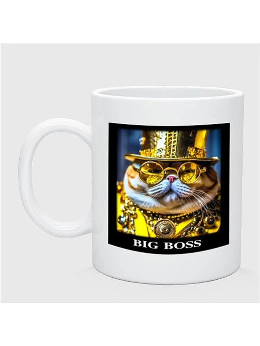 Мем кот барон в стиле стимпанк: big boss кружка
