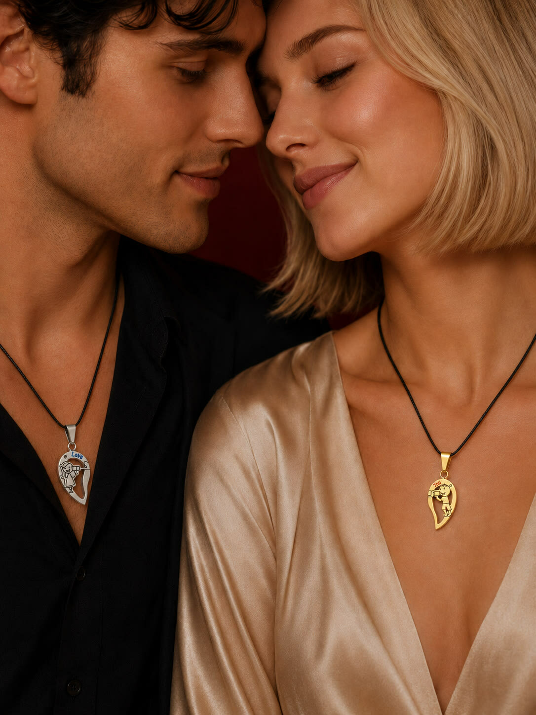 Колье 4Love4You, фианит, 2 шт., серебристый/золотистый — фото 1