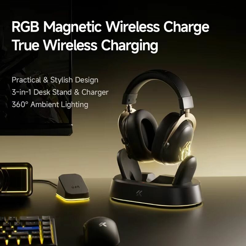 Игровая гарнитура MCHOSE V9 Turbo Gaming Headset BT 2.4G с низкой задержкой для беспроводного киберспорта с динамическим драйвером 60 мм и магнитной зарядкой 2000 мАч для геймера
