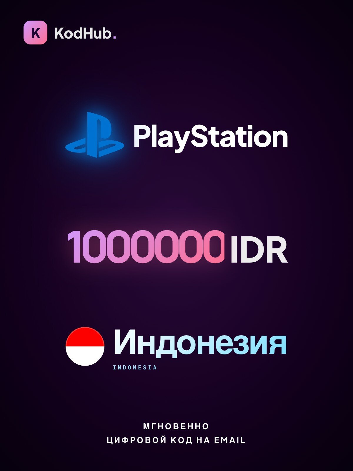 Карта PSN PlayStation Индонезия 1000000 рупий (IDR) | пополнение PS Store, PS5, PS4 | Цифровой код