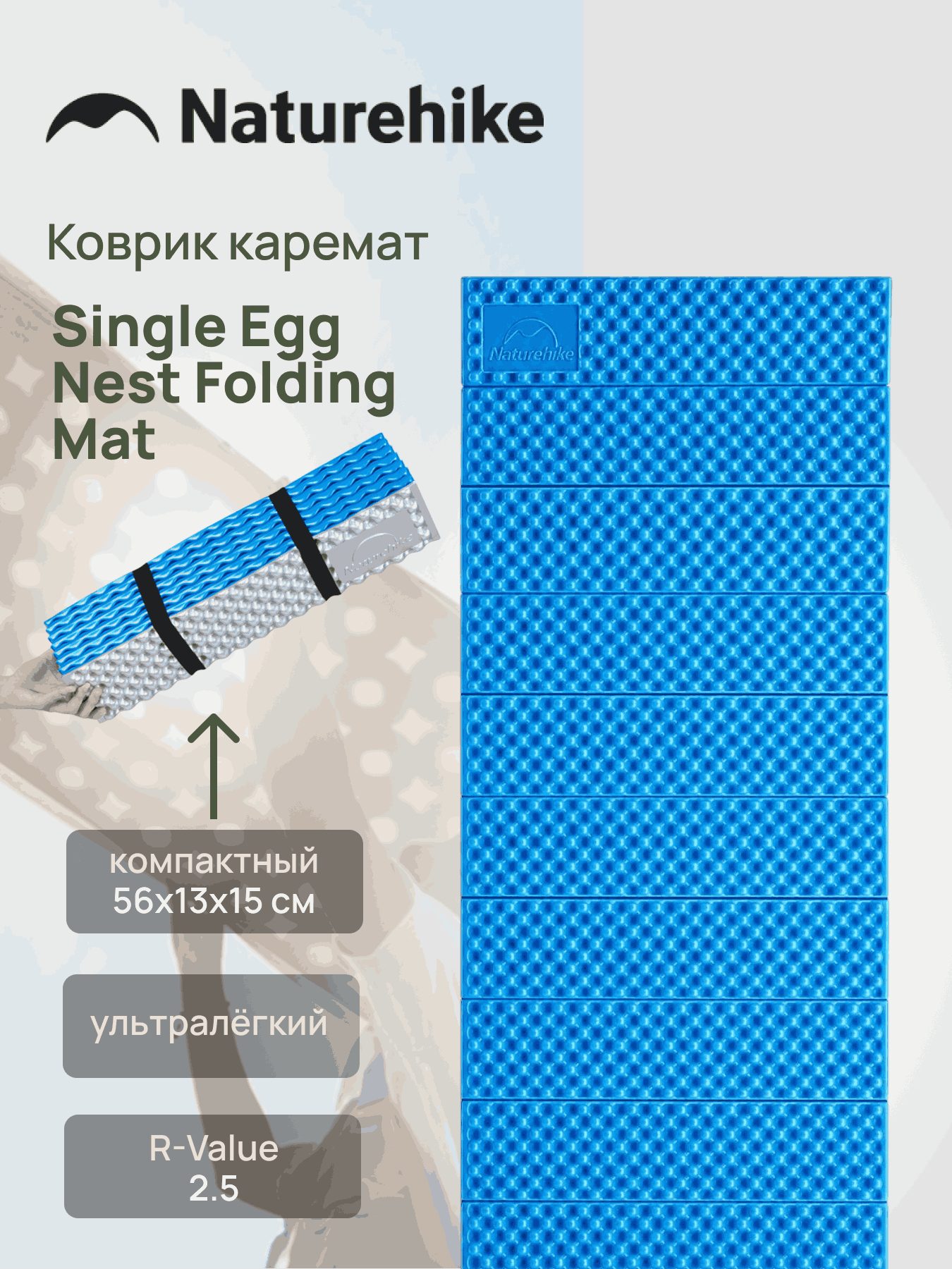 Коврик каремат Naturehike Single Egg Nest Folding Mat Blue