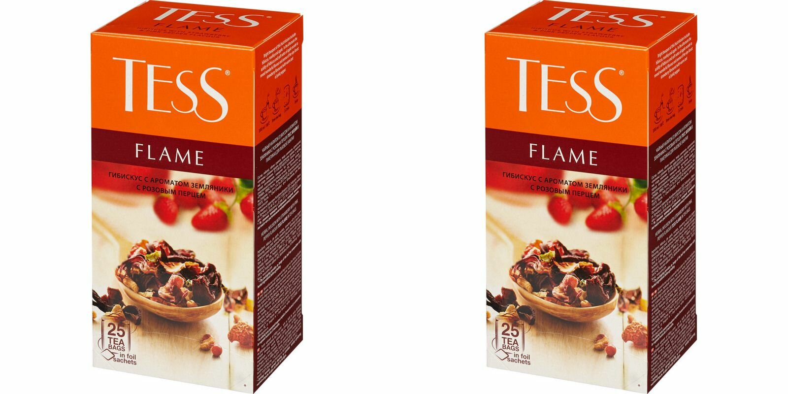 Tess/ Чай в пакетиках Flame фруктовый, 25 шт, 2 уп
