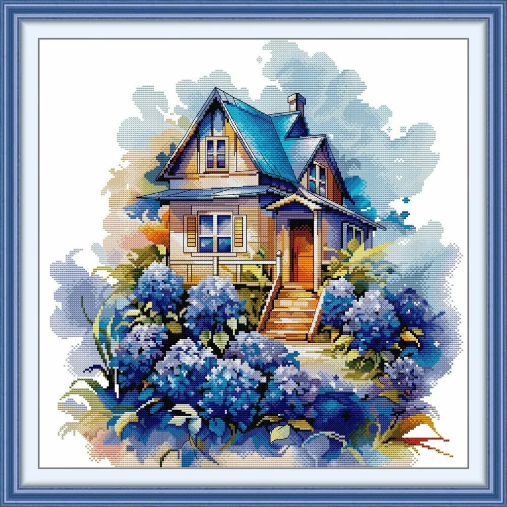 NKFвышивка крестом наборы, Схема на 14CT "Домик в саду",47*47CM
