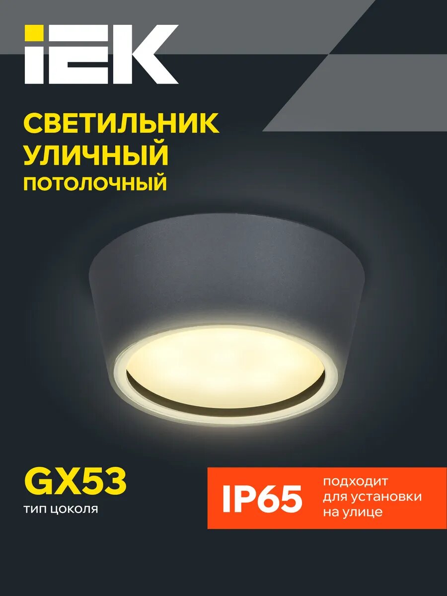 Светильник уличный потолочный под лампу GX53 IP65 серый