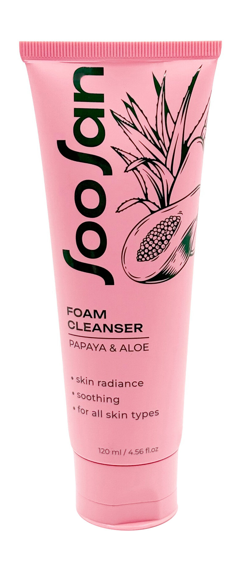 SOOSAN Пенка для чувствительной кожи лица Papaya & Aloe, 120 мл
