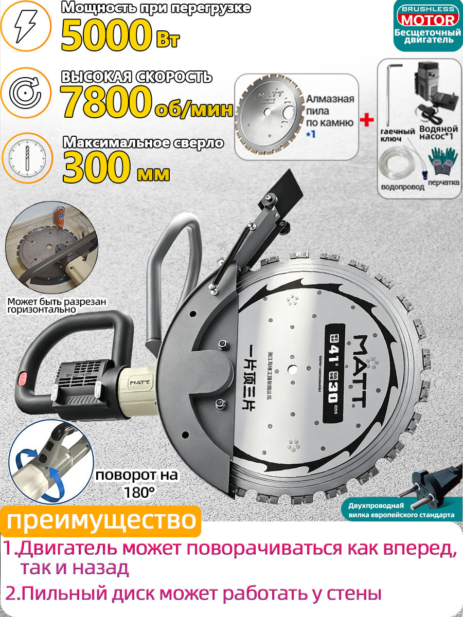 Мощная машина для нарезания канавок, не требующая регулировки бесщеточная дисковая бензопила для резки бетона, предназначенная для резки и обработки бетонных стен.