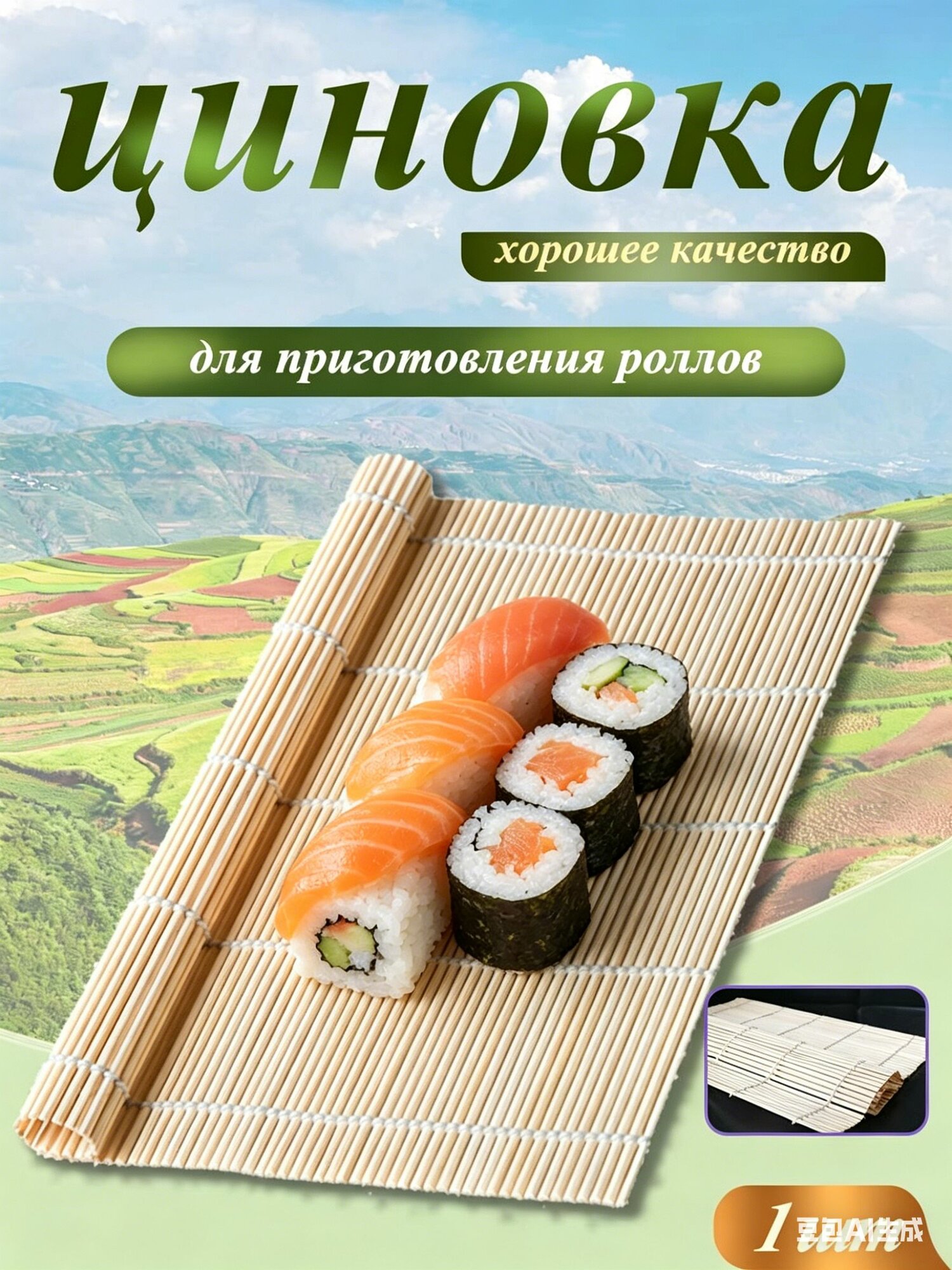Циновка для роллов, коврик бамбуковый для приготовления суши, ролл-мат