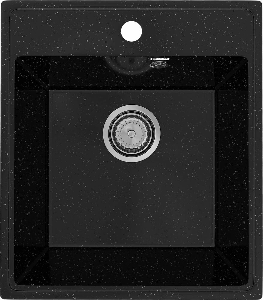 Мойка кухонная Practik PR-M 425-004 мраморная, 42x48, прямоугольная, мойка для кухни, черная, российская
