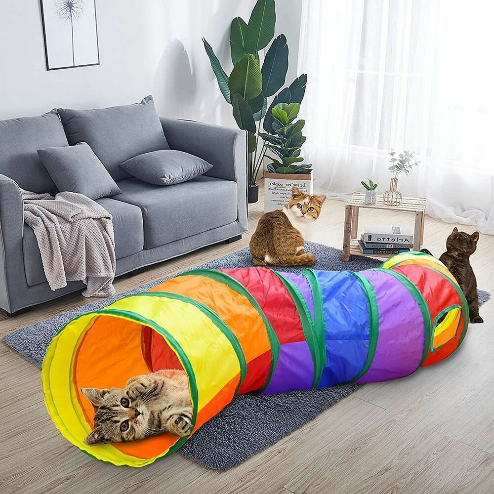 Туннель для кошек Good Ideas: игровой, складной, с игрушкой, большой 25х100 cм
