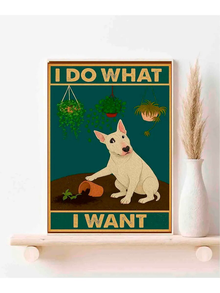 Собака-бультерьер, I Do What I Want, Плакат 30x42см