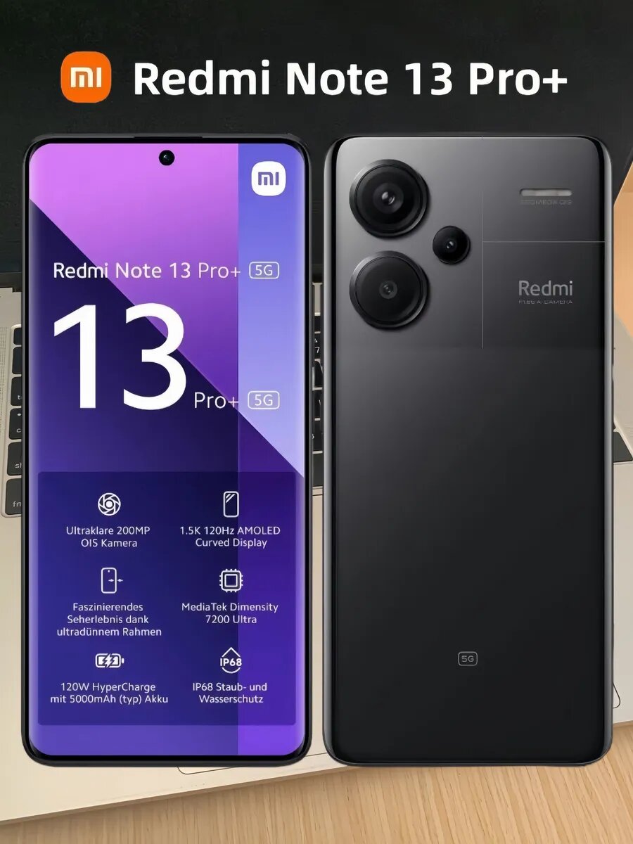 Смартфон Xiaomi Redmi Note 13 Pro+ 12/512 ГБ RU, Dual: nano SIM + eSIM, midnight black
