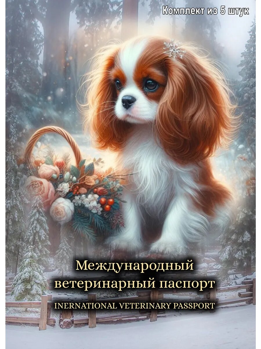 Международный ветеринарный паспорт комплект из 5 штук кавалер кинг чарльз