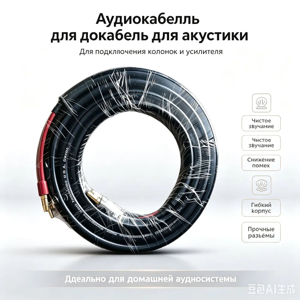 Аудиокабель, 2.2 м, черный