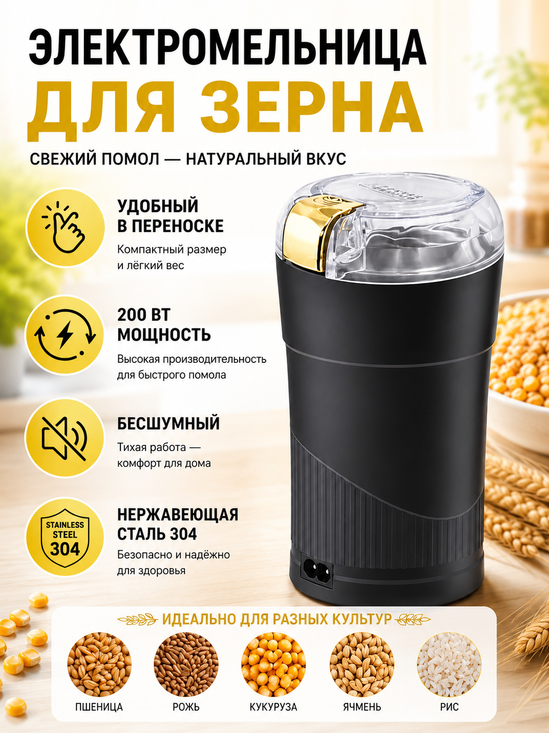 Измельчитель для специй, зерна, соли, мельница для перца, мощный