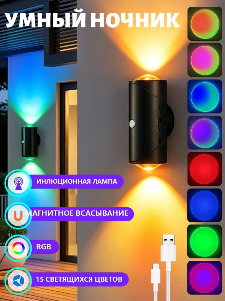 Светодиодный ночник LED, лампа закат RGB, ночник рассвета