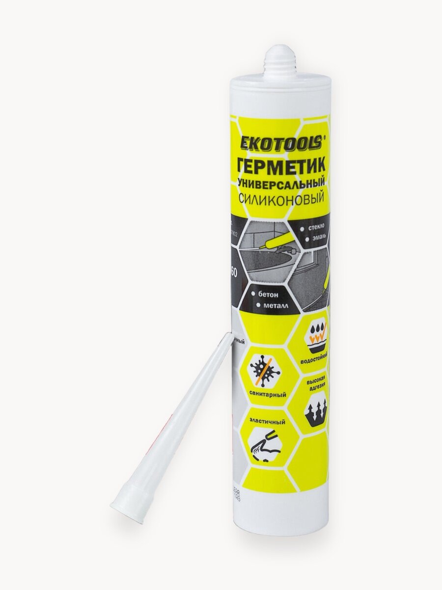 Герметик силиконовый для ванной белый, герметик санитарный для кухни 260 мл EKOTOOLS
