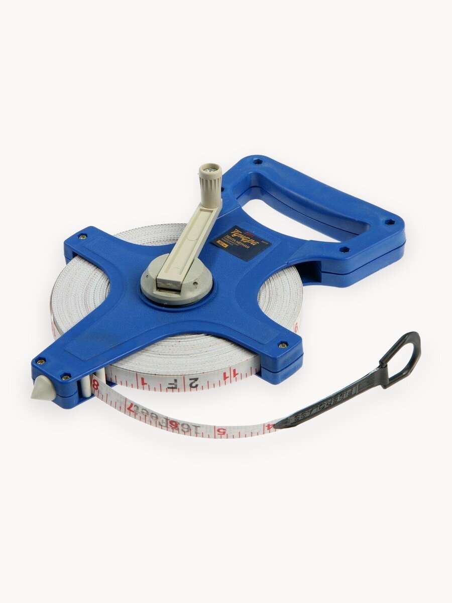 Рулетка геодезическая тундра, фиберглассовая лента, 50 м, белый