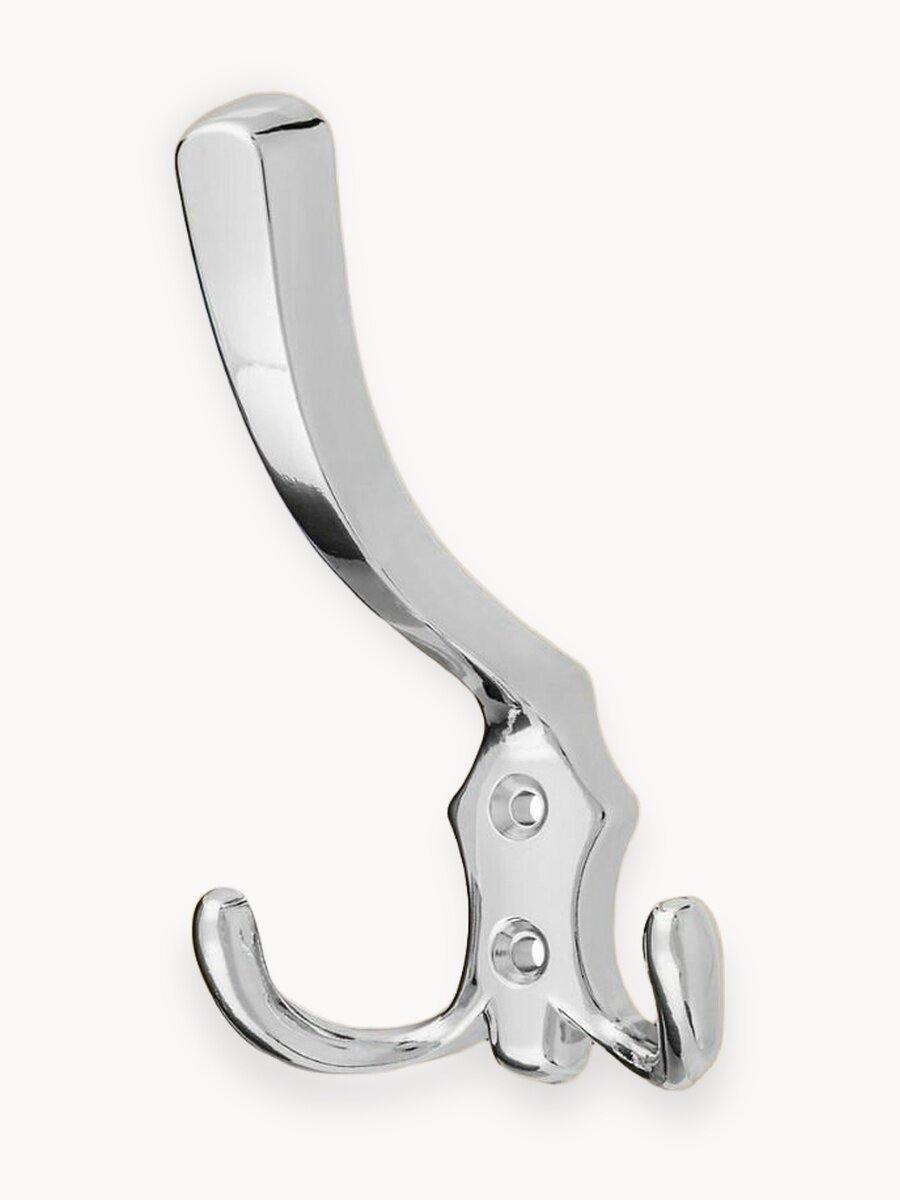 Крючок настенный, трехрожковый, для одежды, цвет хром глянцевый