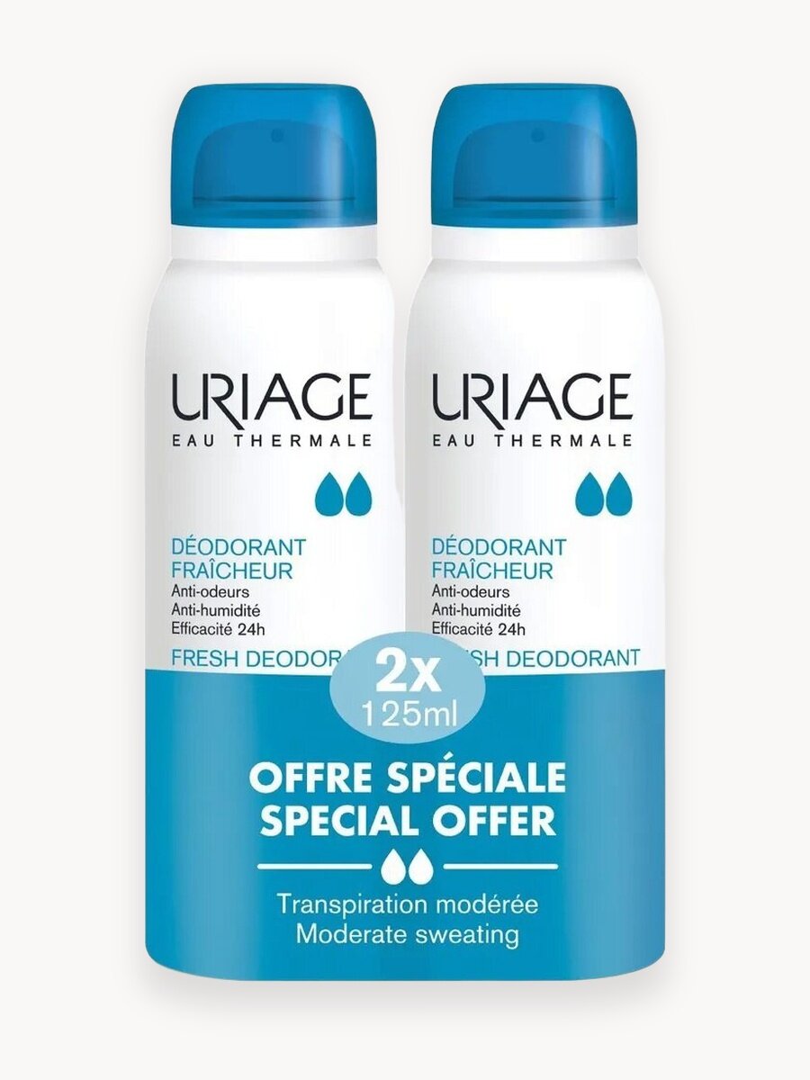 Урьяж набор Дезодорант-спрей с квасцовым камнем, 2*125 мл | URIAGE Fresh Deodorant