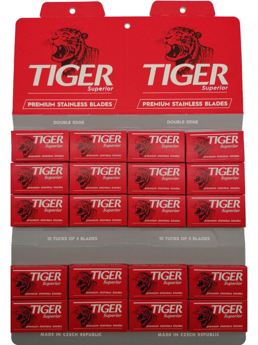 Лезвие классическое Tiger для бритья Чехия, 100шт