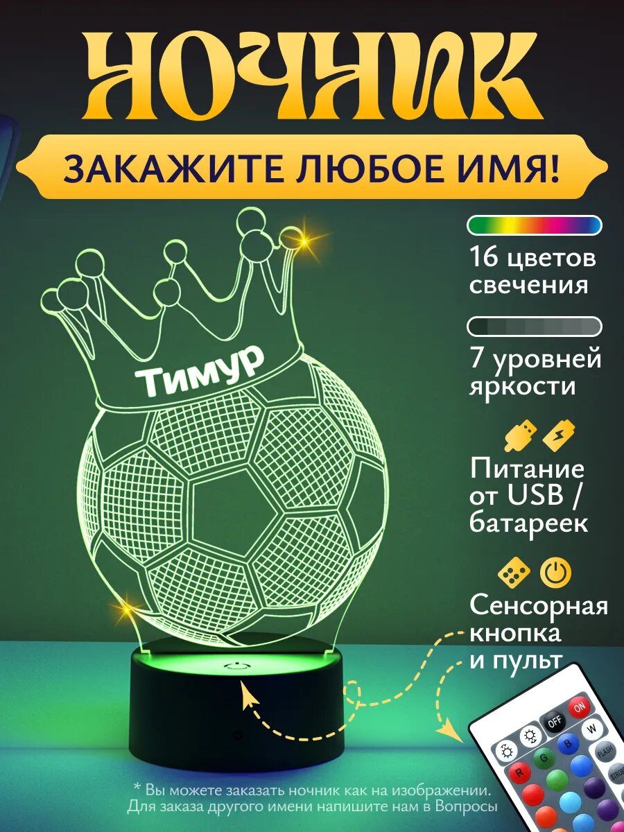 Ночник Тимур - футбольный мяч с короной