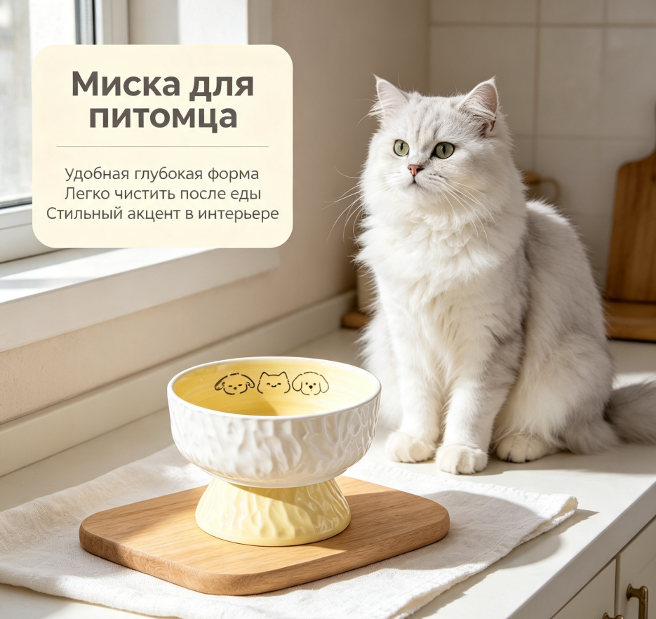 Высокая керамическая миска для кошек, защищающая шею и предотвращающая опрокидывание. Миска для собак, миска для кошек.
