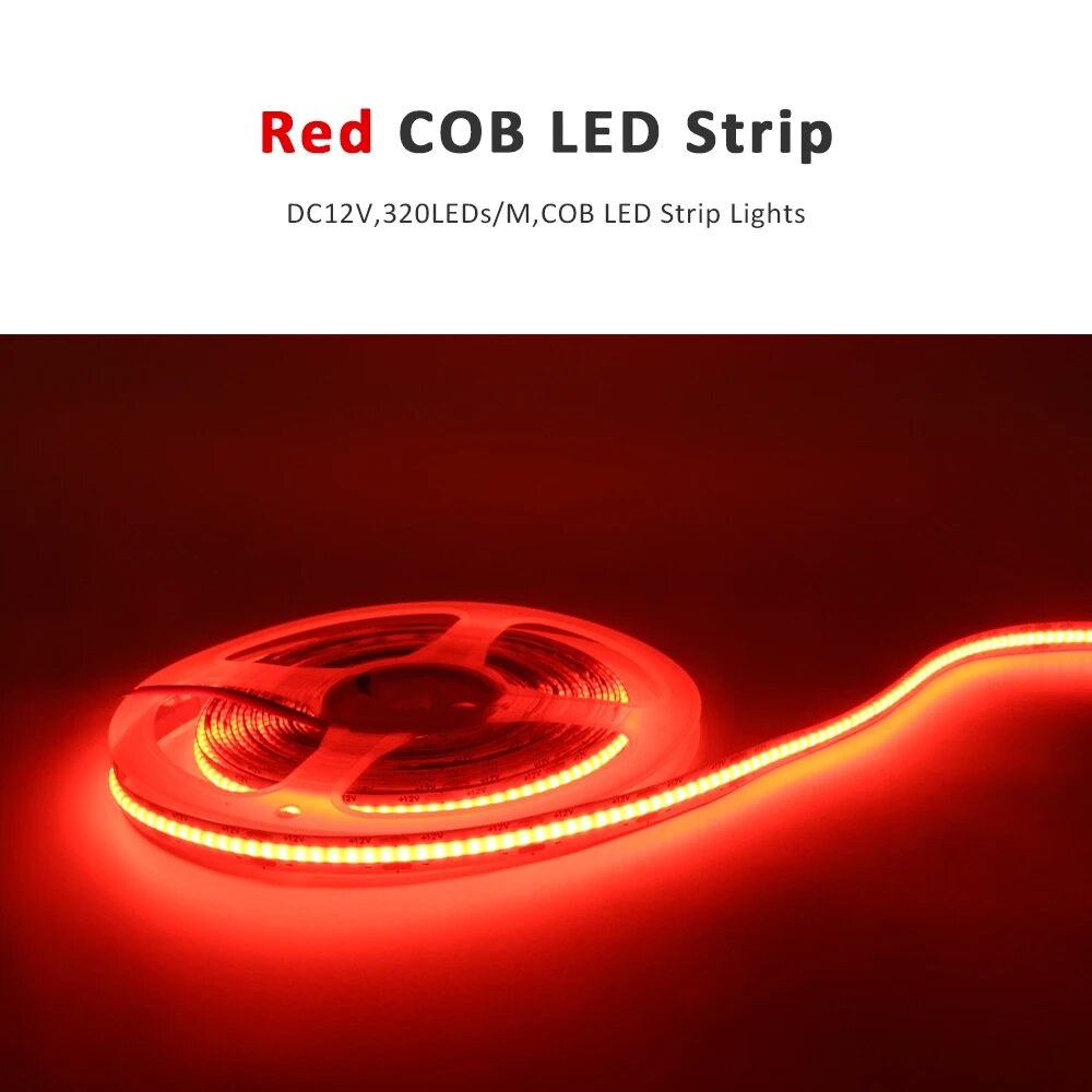 MJJC Светодиодная лента COB 12В 320 светодиодов/м 5м Red