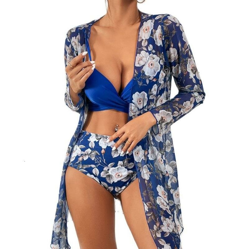 Пляжный кимоно-накидка для женщин, Синий - S