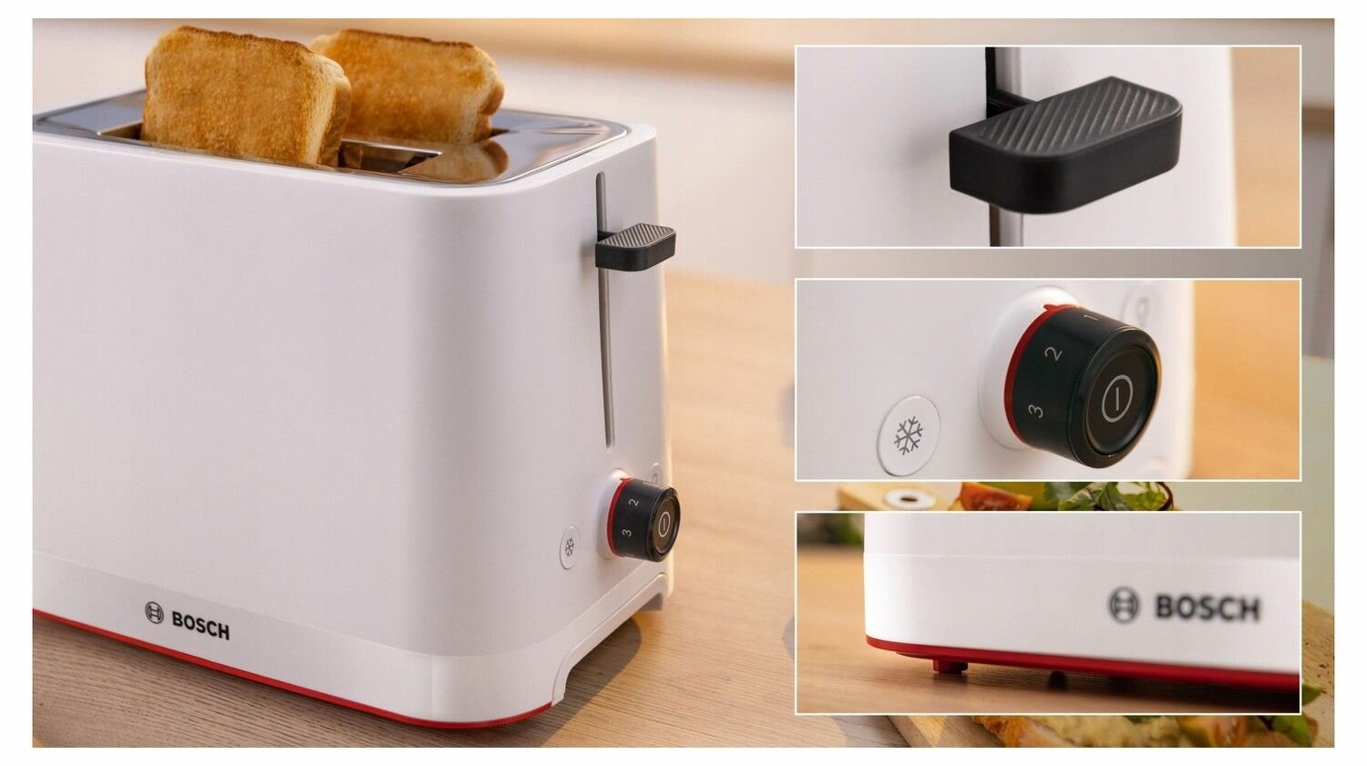 Тостер Bosch TAT3M121 MyMoment, белый, 950 Вт, 2 отделения, механический