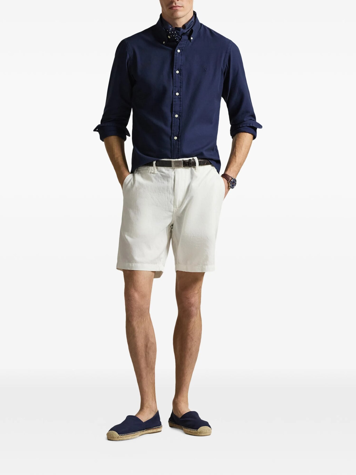 Шорты Polo Ralph Lauren, размер L, бежевый/белый — фото 1