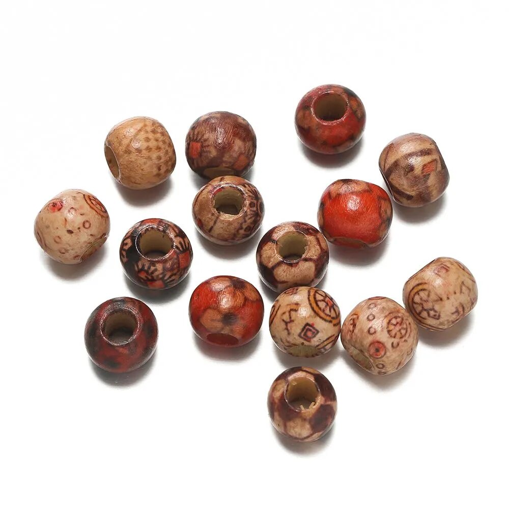 Бусины деревянные для создания украшений, плетения мак, разноцветные около 100 шт