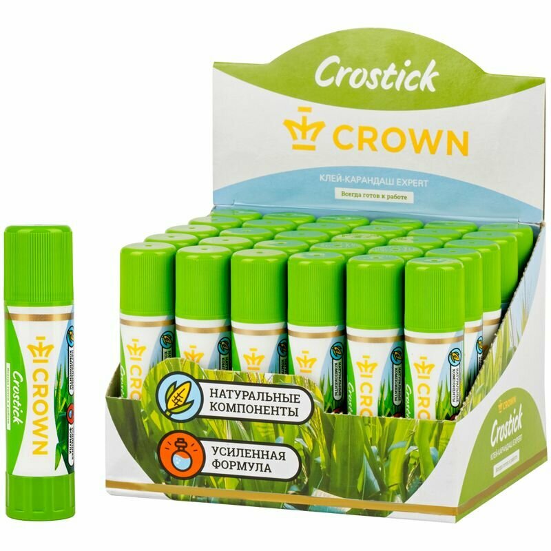 30 шт. Клей-карандаш Crown "Expert", 08г, ПВП