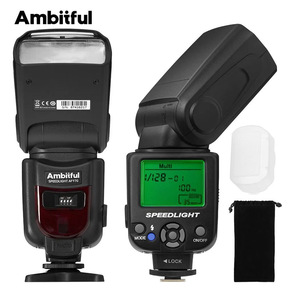 Вспышка Ambitful AF970 Вспышка Speedlight для Fujifilm, Olympus, Nikon, Canon Camera