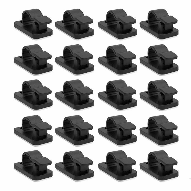 Кабельные клипсы самоклеящиеся (20 шт.), Черный зеленый клей